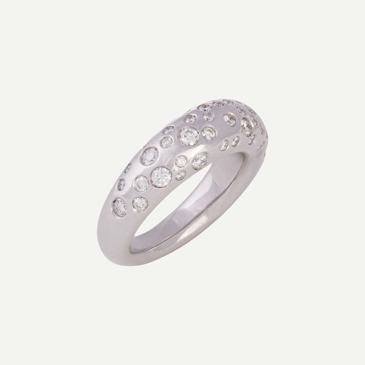 Spotted French Dome Ring with Diamonds - Sidney Garber