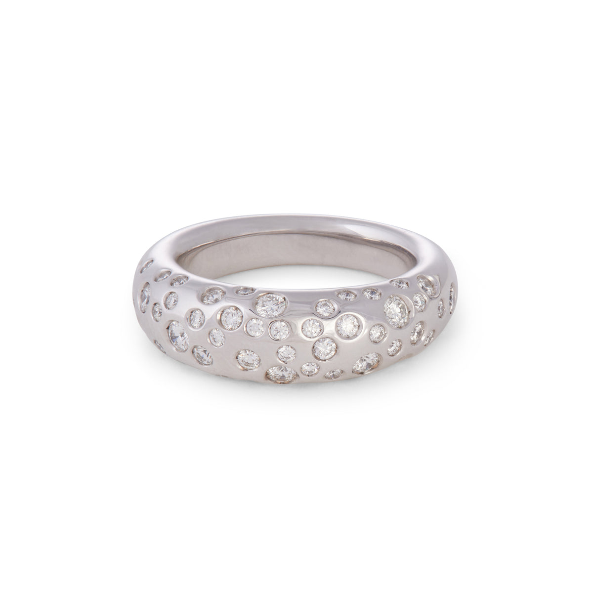 Spotted French Dome Ring with Diamonds - Sidney Garber