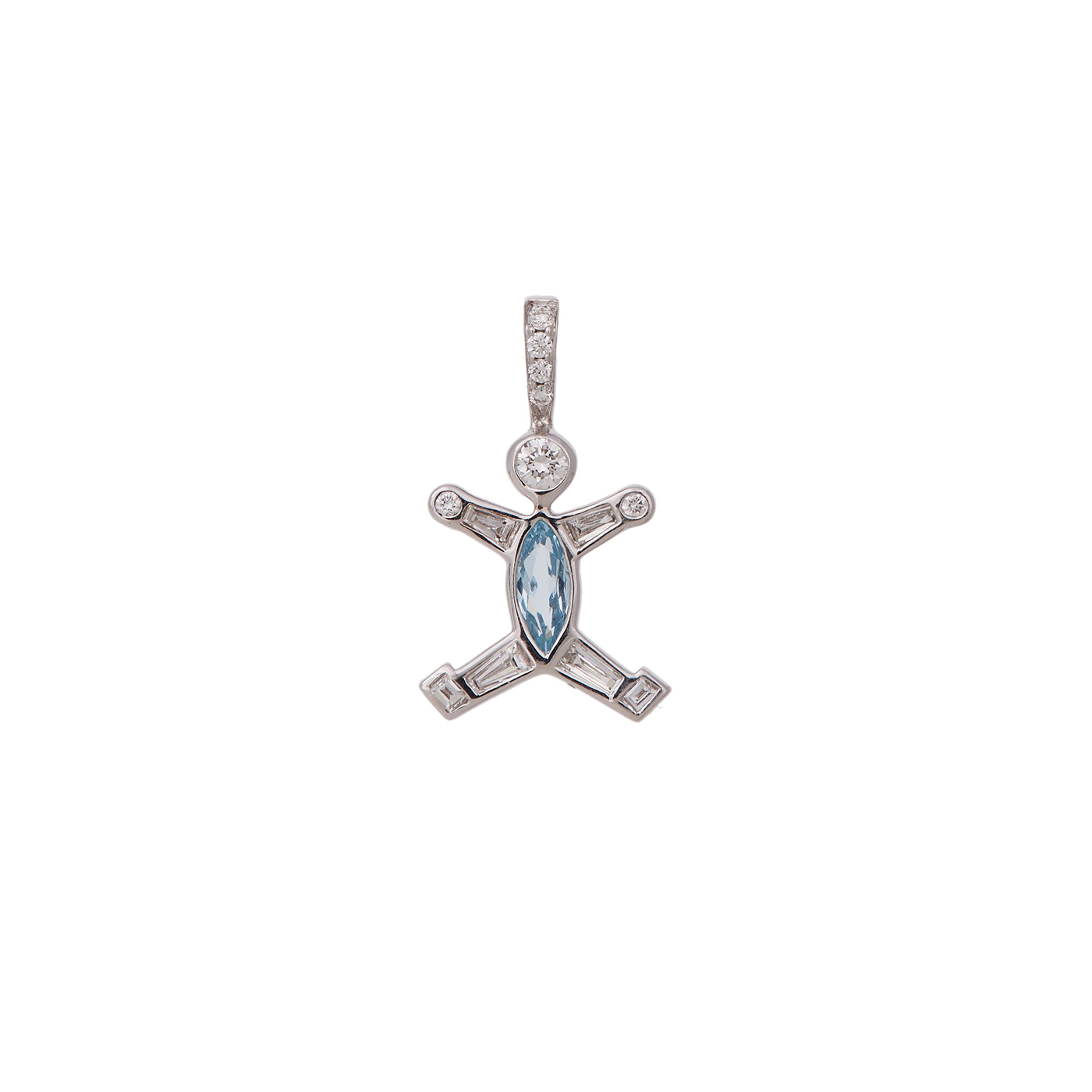 Baby Boy Charm with Diamonds & Aquamarine - Sidney Baby Boy Charm with Diamonds & Aquamarine - Sidney