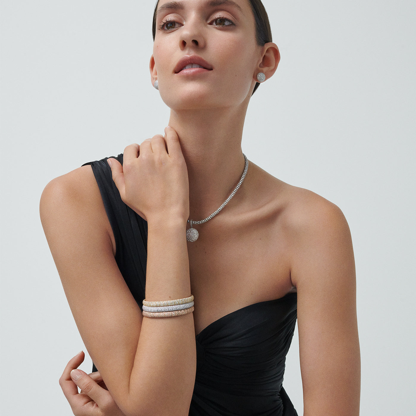 Pave Stretch Bracelet with Diamonds Sidney Garber White Gold with Diamond Pave 6.5 in 16.5 cm